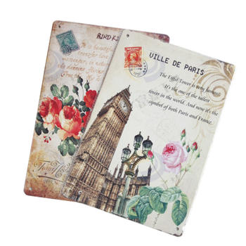 Custom Tin Sign Postcard Design Eiffel Tower Retro Metal Tinplate Sign ...